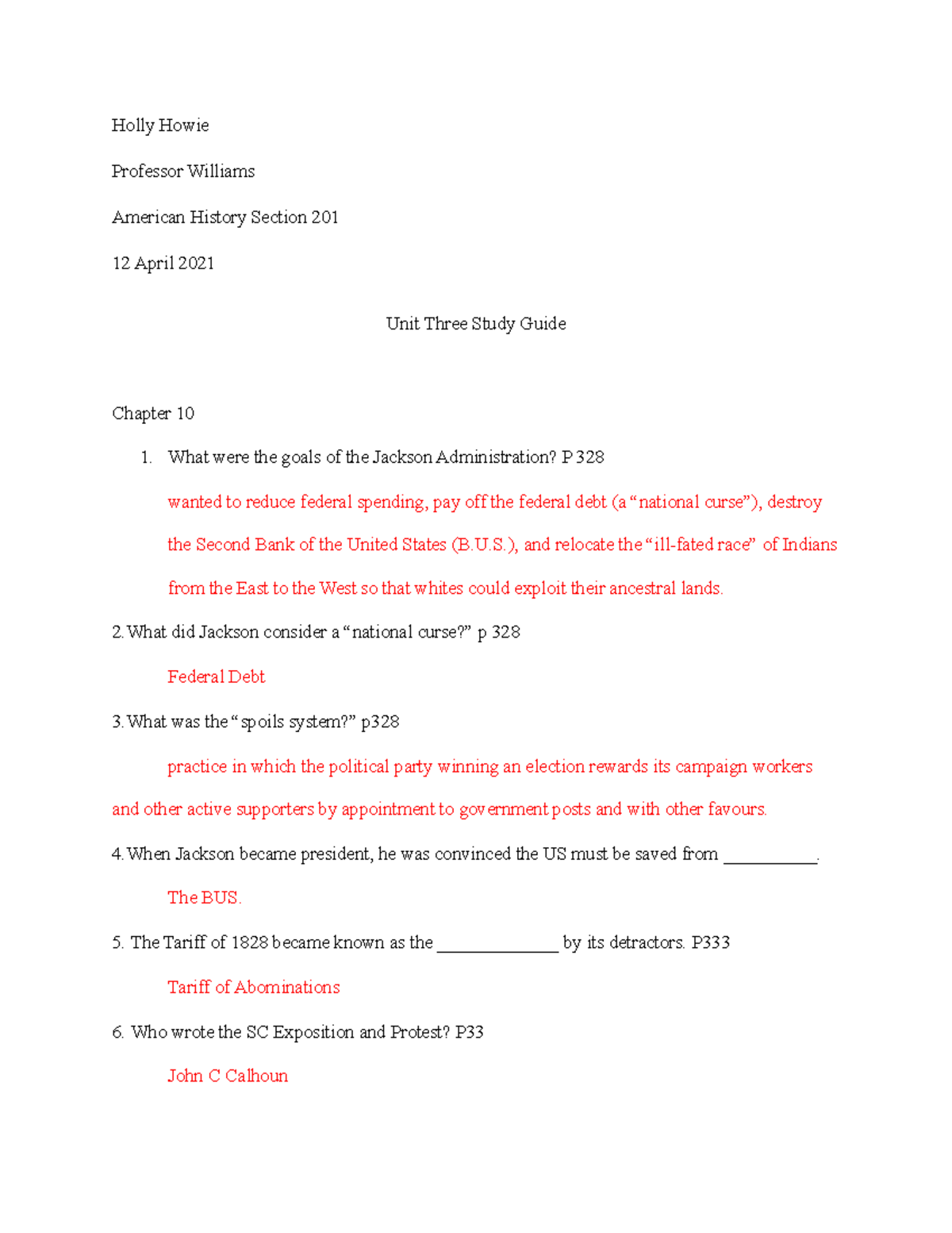 Unit 3 Study Guide-Holly - BIO211 - York Tech - Studocu