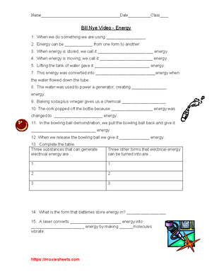 Bill Nye Phases of Matter - Science Movie Worksheets ...