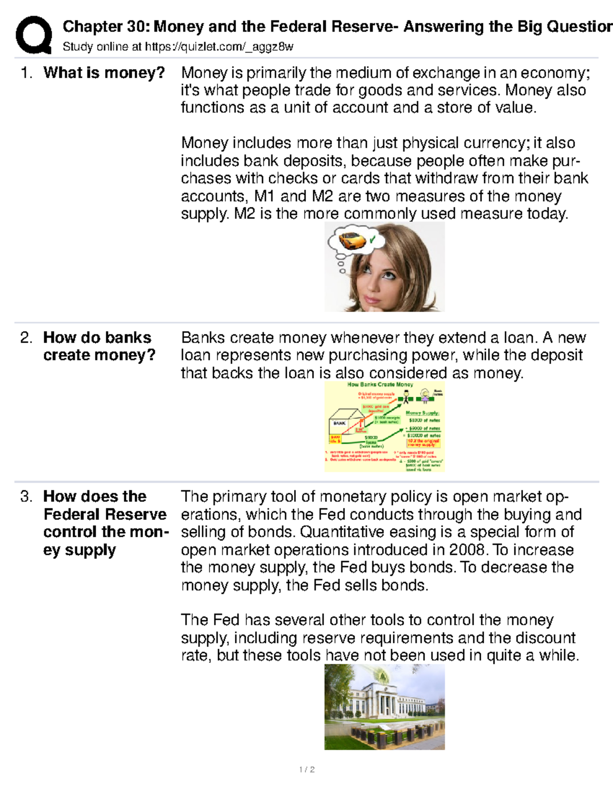Chapter 30 Money and the Federal Reserve- Answering the Big Questions ...