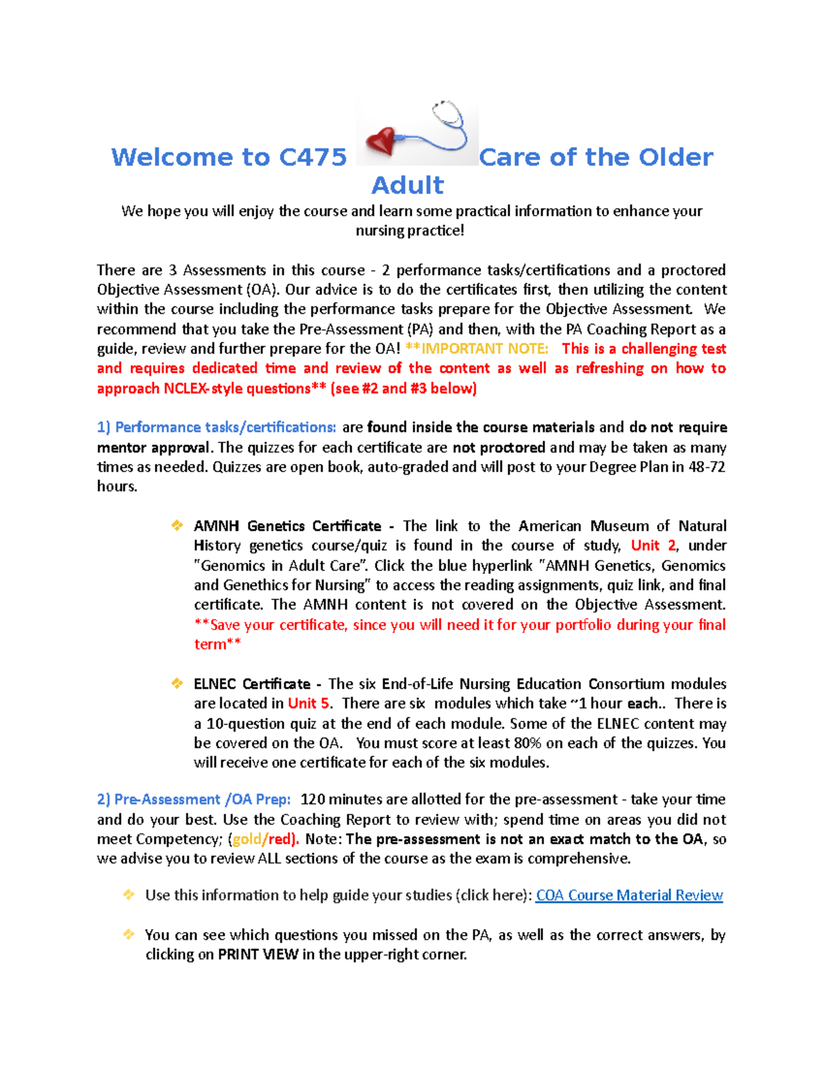 (C475) Welcome to Care of the Older Adult - Welcome to C475 Care of the ...