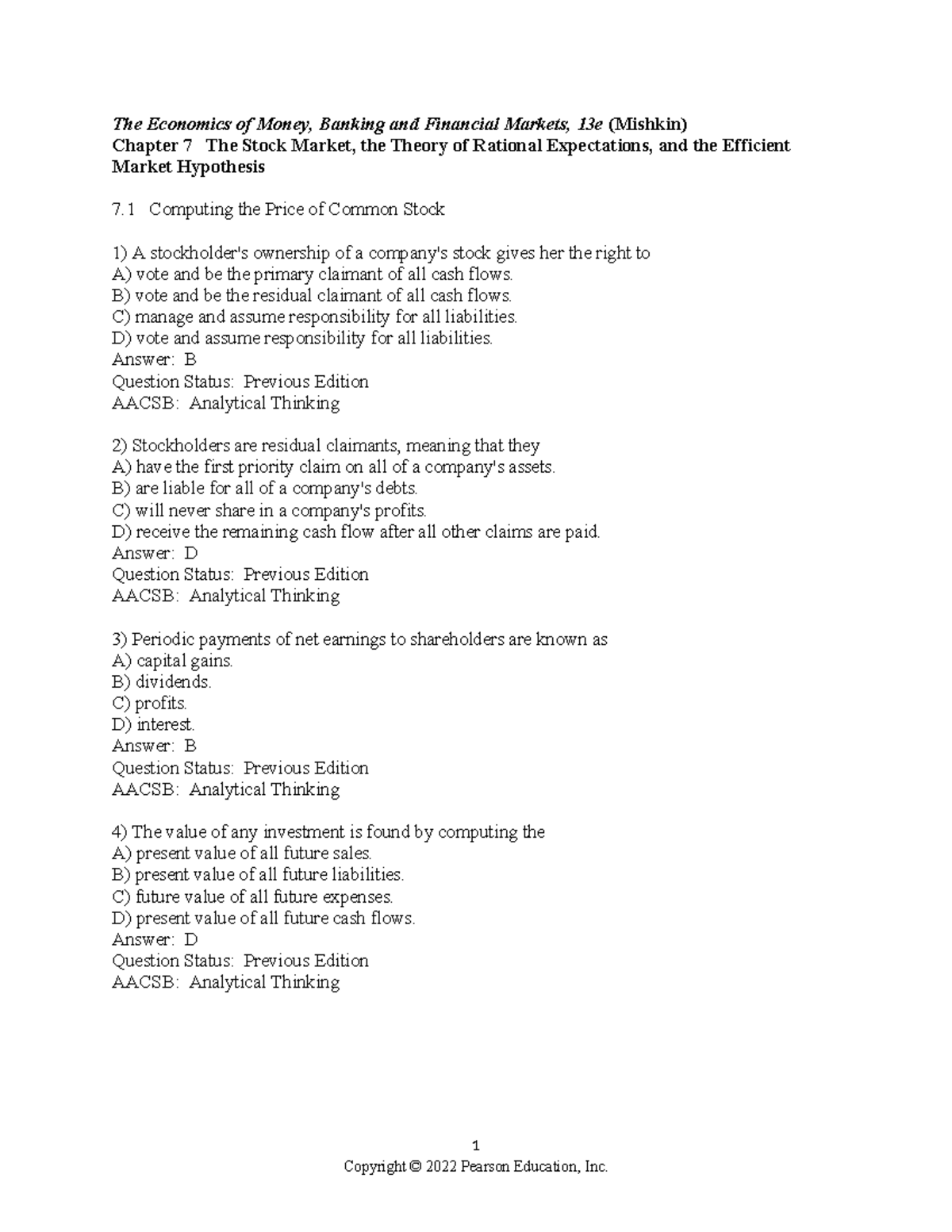 Chapter 7 - The Economics of Money, Banking and Financial Markets_13E ...