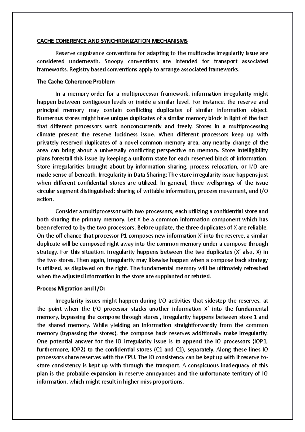 Cache Coherence - CACHE COHERENCE AND SYNCHRONIZATION MECHANISMS Reserve cognizance conventions ...