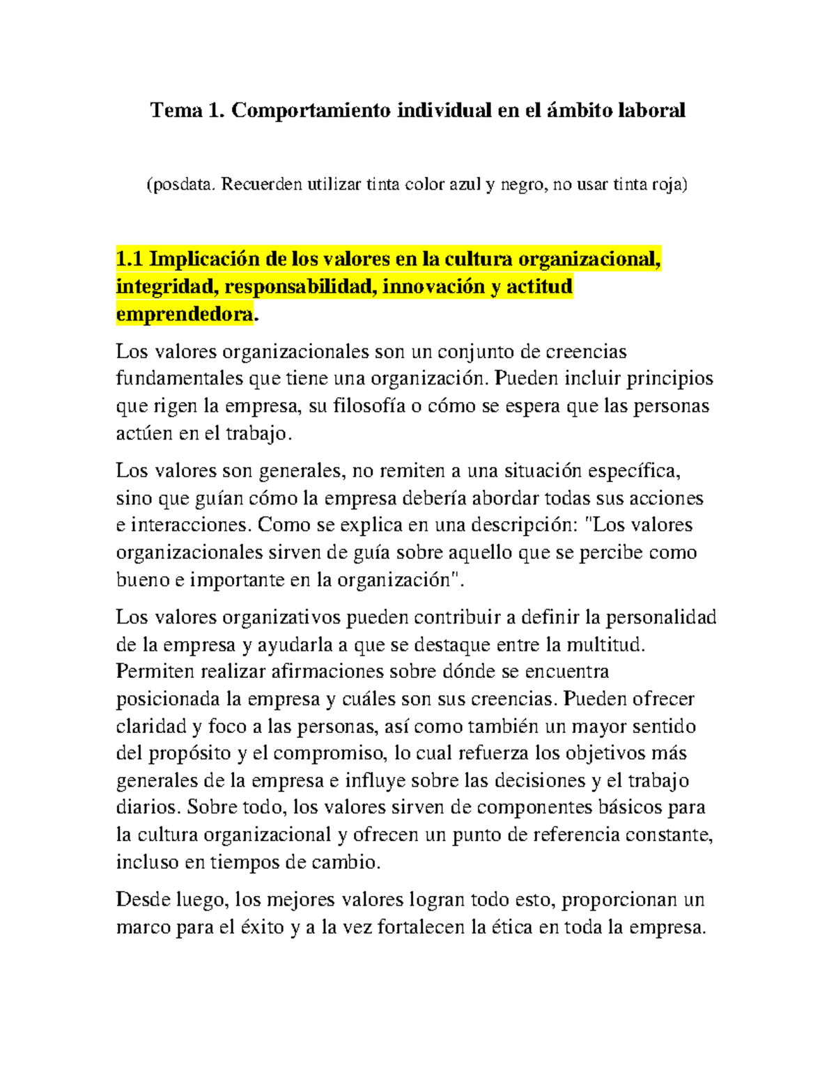 Tema 1. Comportamiento individual en el ambito laboral - Tema 1. Comportamiento individual en el ...