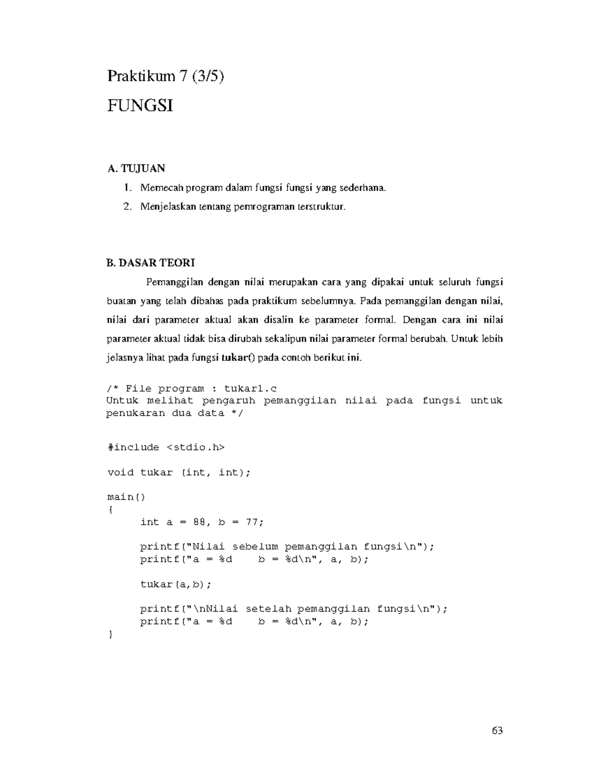 Modul praktikum pemrograman 1 20230917 - Praktikum 7 (3/5) FUNGSI A ...