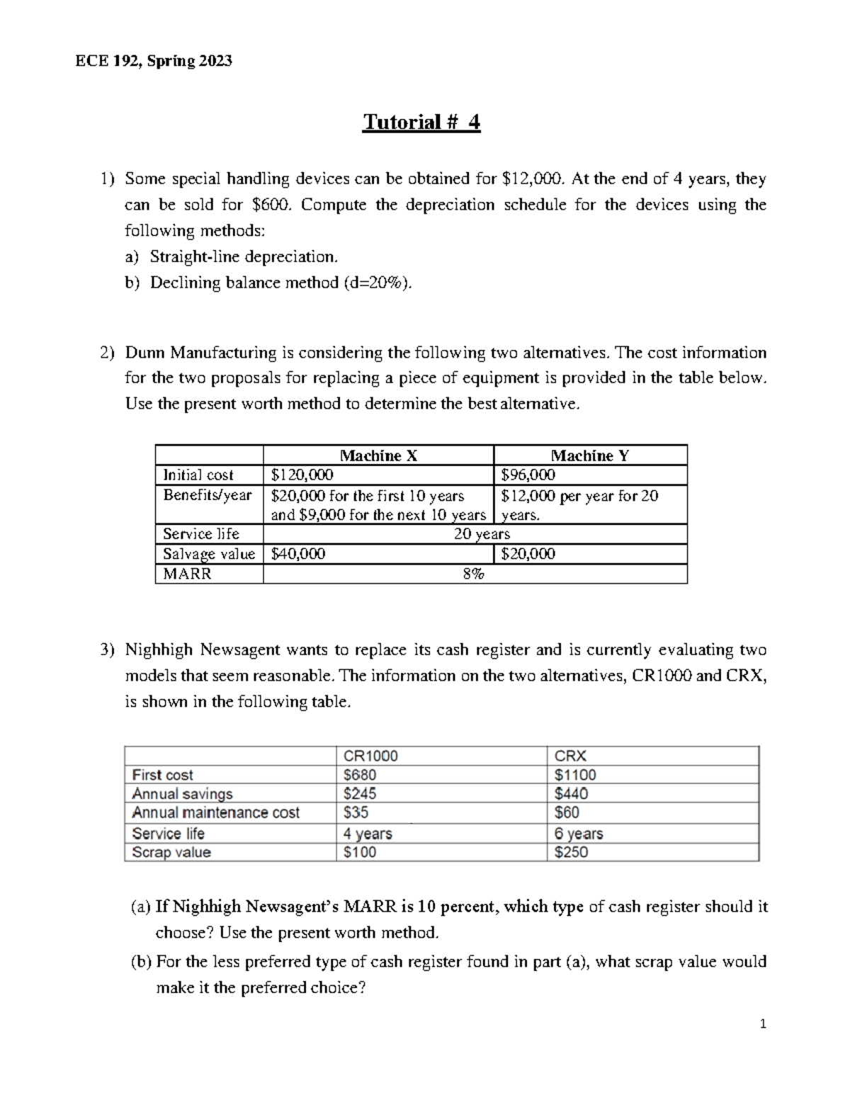 Tutorial 4 - 2edsaz - ECE 192, Spring 2023 1 Tutorial # 4 1) Some special handling devices can ...