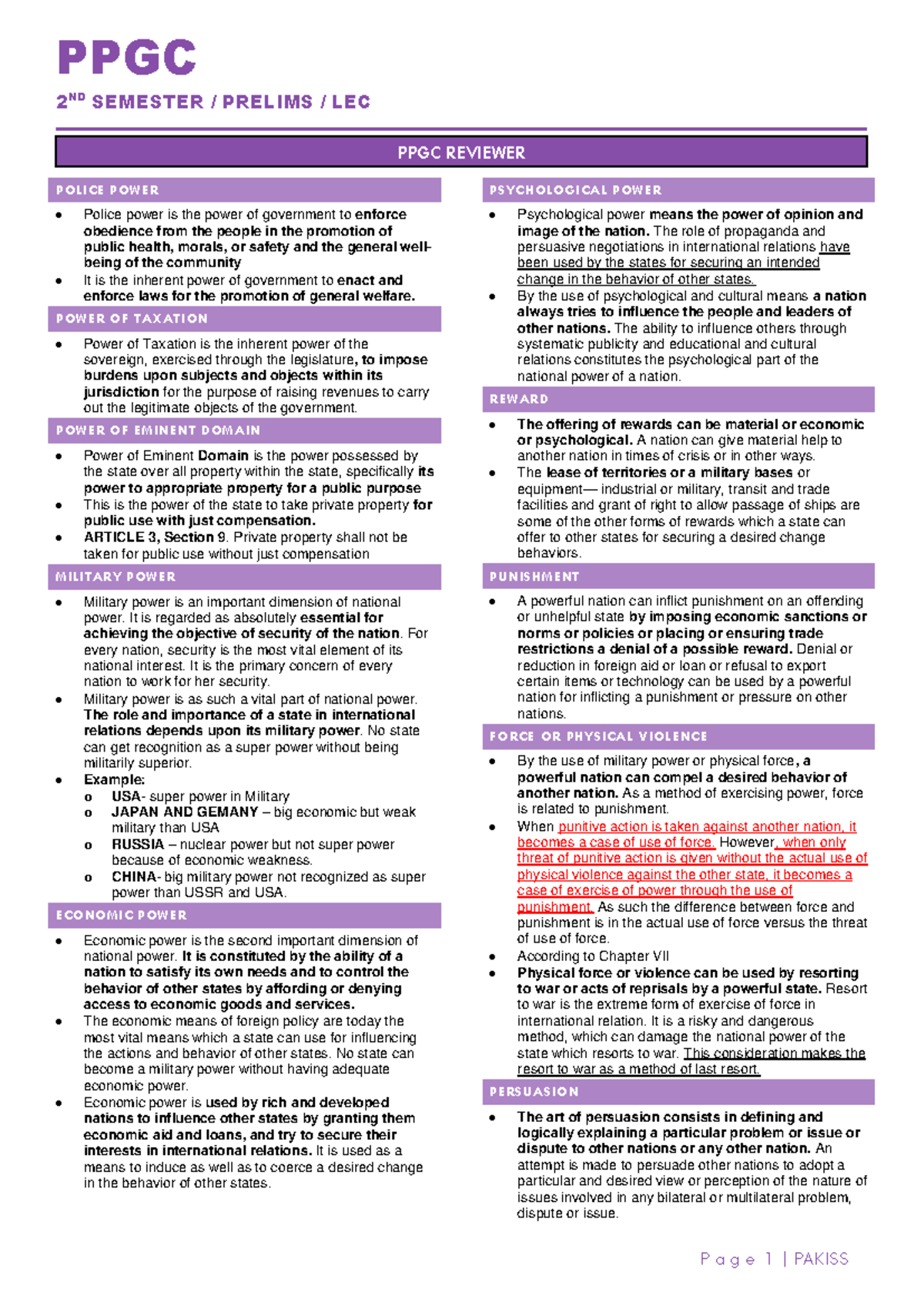 PPGC Prelim Transes - 2 ND SEMESTER / PRELIMS / LEC POLICE POWER Police ...