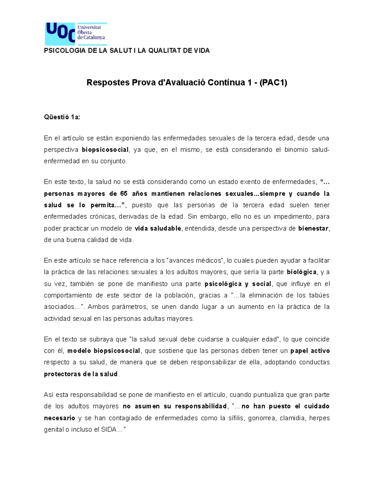 Stoduco 4 Respostes PAC1 P. Salut - Psicología de la salud y calidad de ...