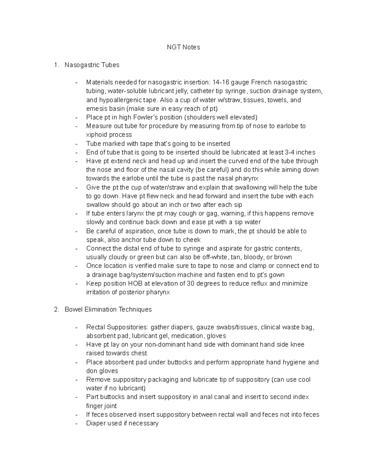 NGT Notees - NGT notes for 206 lab, notes on the why, how, and ...