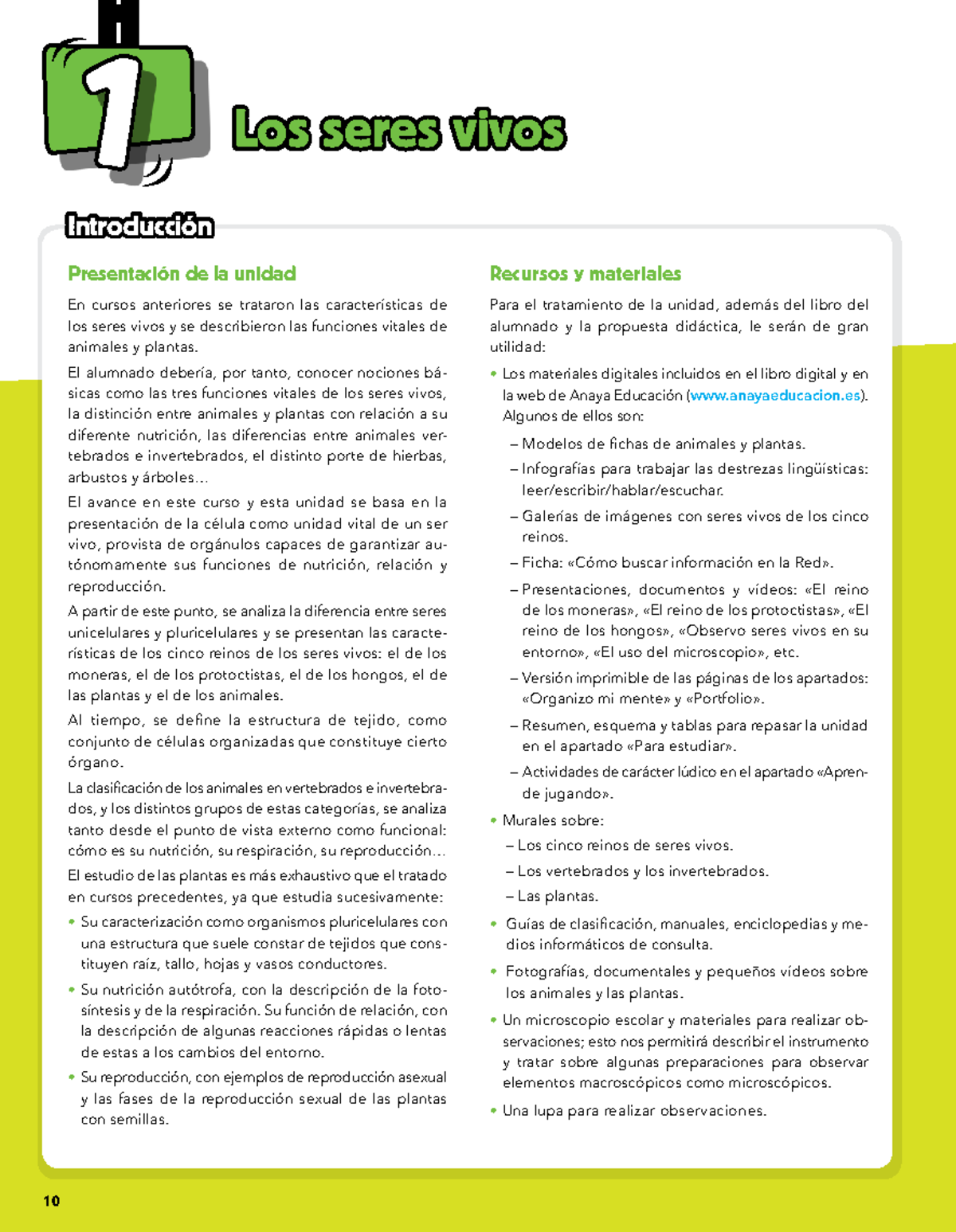 Seres Vivos - Los seres vivos 1 Introducción Presentación de la unidad ...
