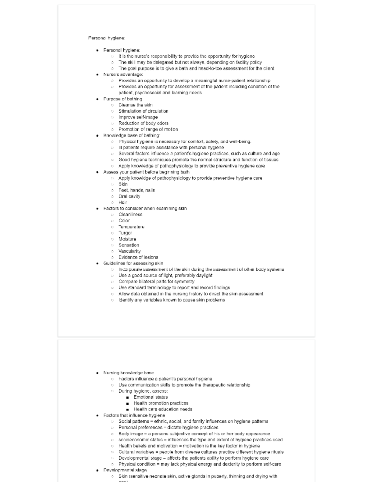 Personal hygiene of nursing - NURSING 213 - Studocu