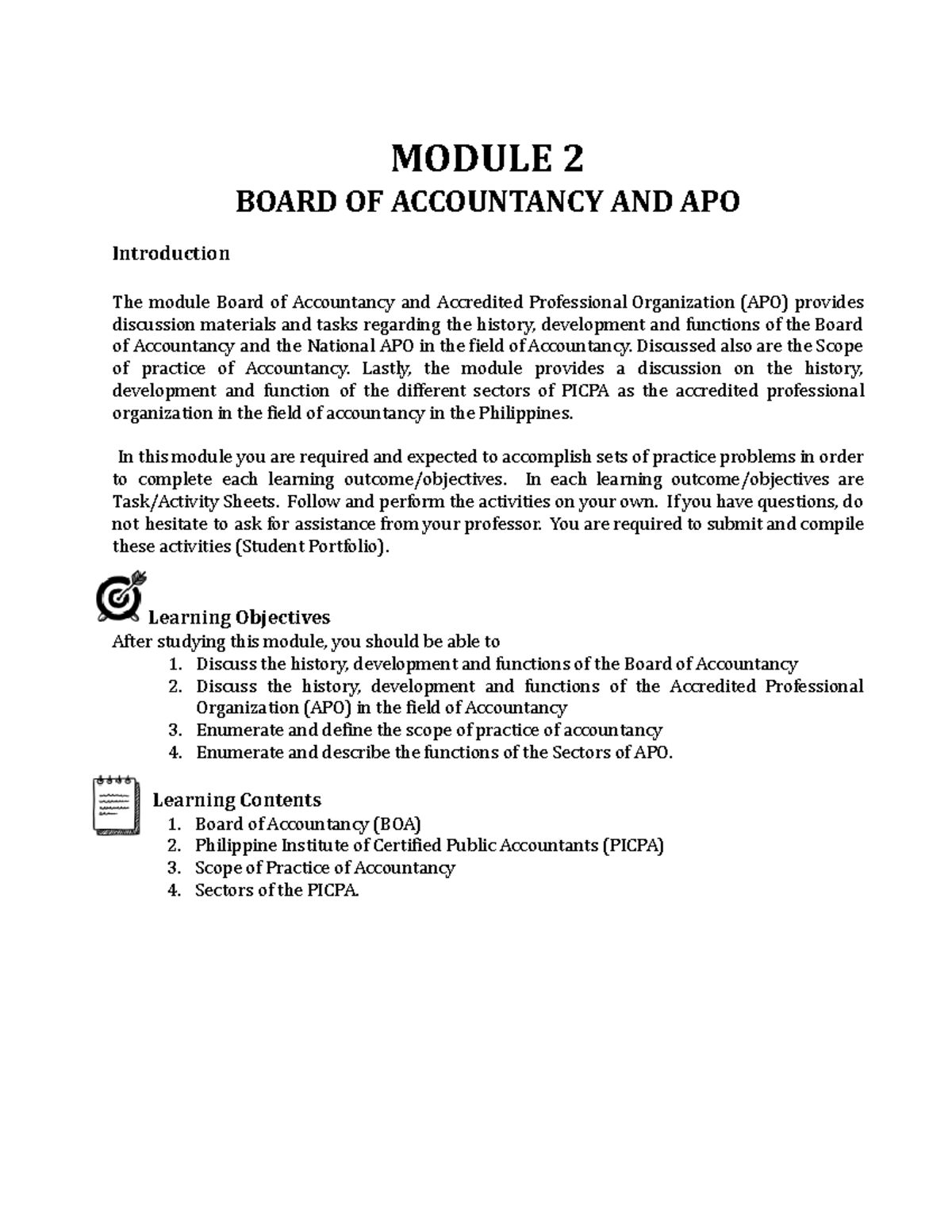 Module 2 Board of Accountancy and APO - Studocu