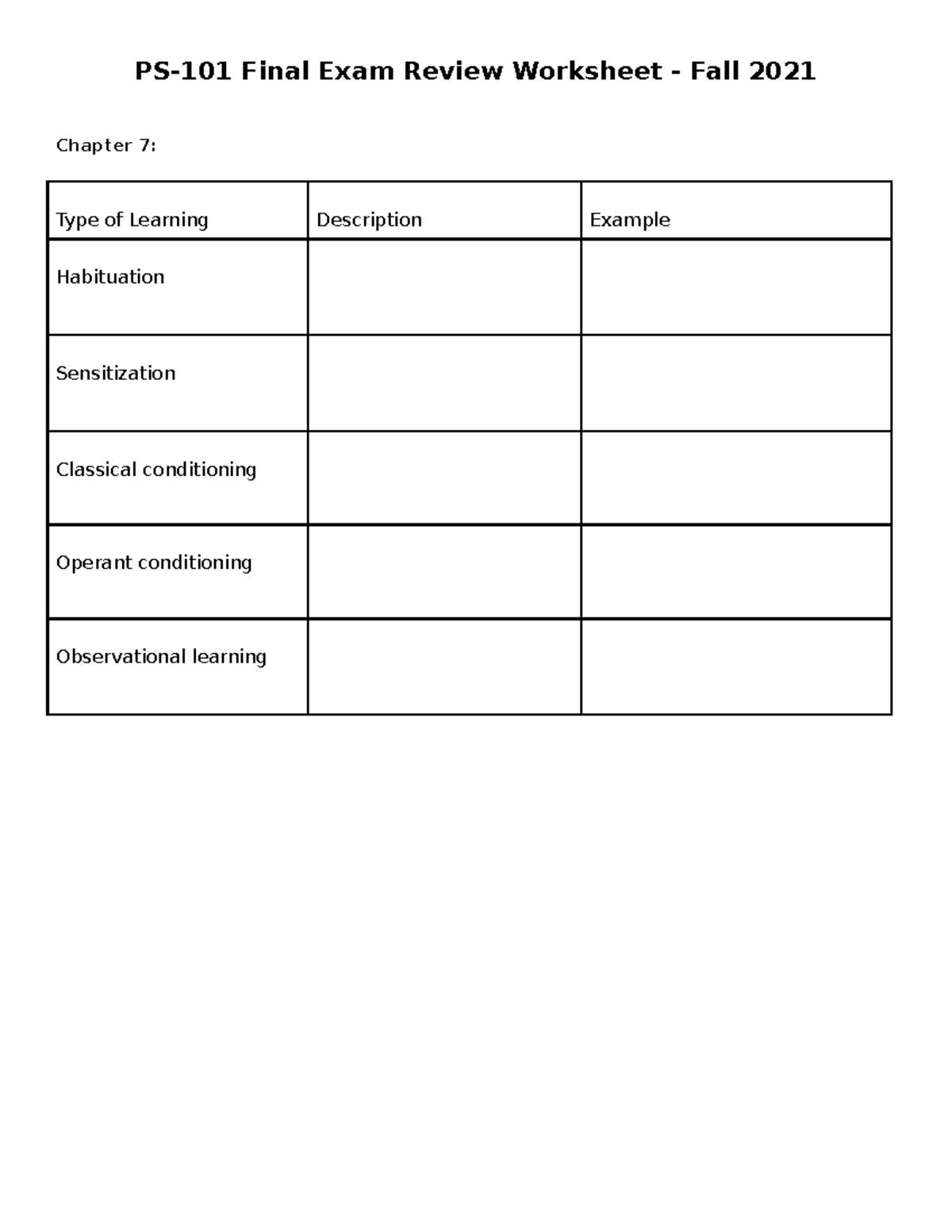 Fall 21 PS101 SI Exam Review Worksheets, word - PS-101 Final Exam ...