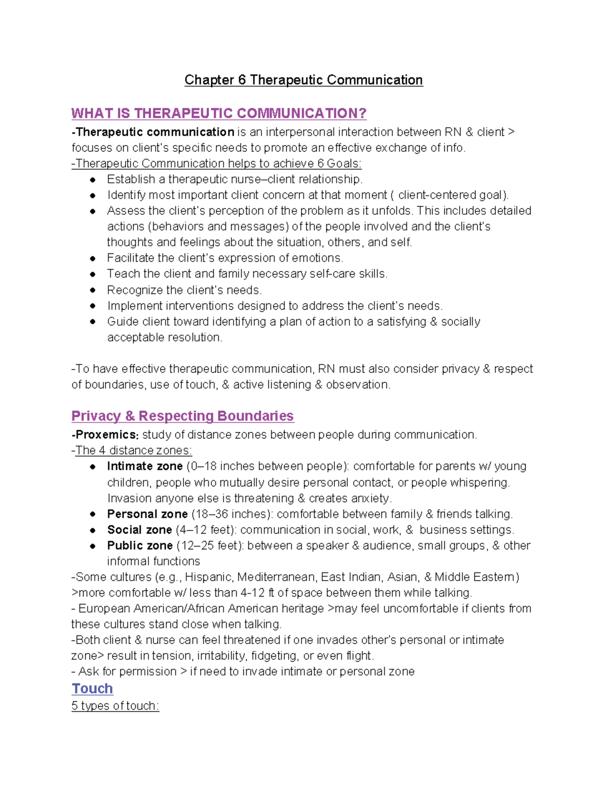 Ther Comm - Therapeutic Comm - Chapter 6 Therapeutic Communication WHAT ...