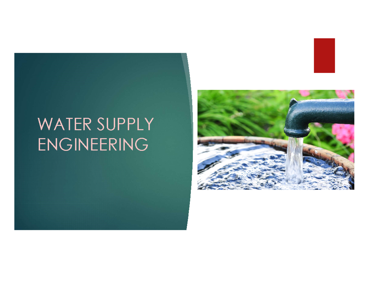 Quality-part-1 - notes - WATER SUPPLY ENGINEERING Quality of Water ...
