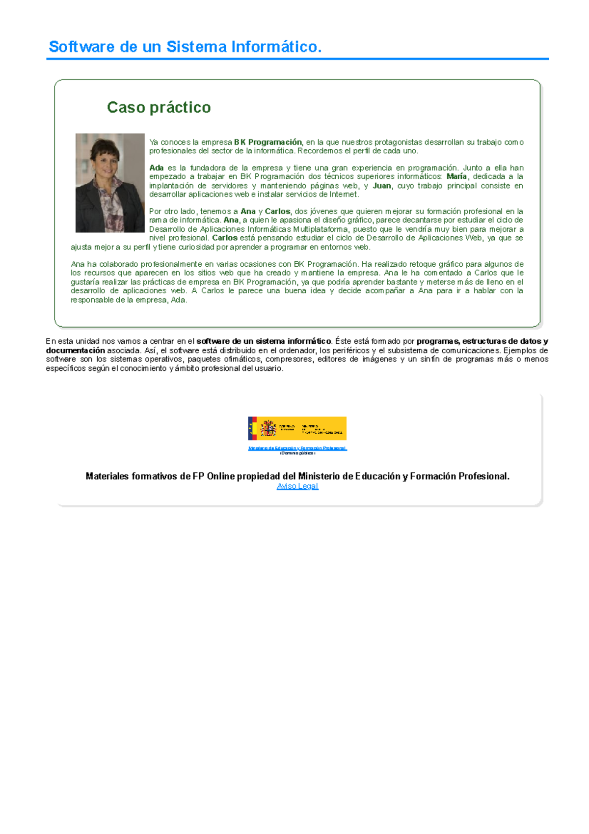 DAM SI01 Software de un Sistema Informático - Software de un Sistema Informático. Caso práctico ...