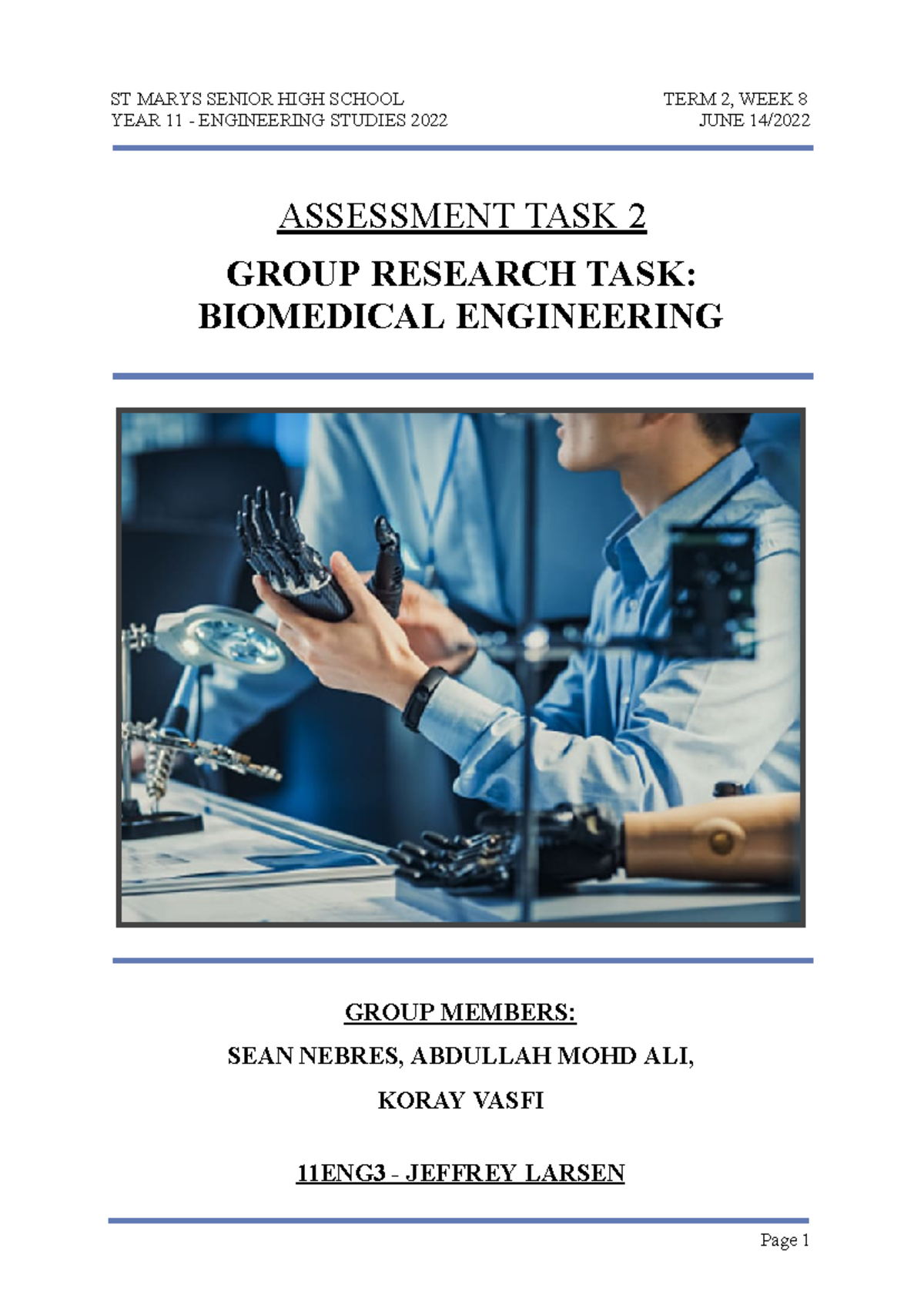 Engineering Studies - Assessment TASK 2 - Group Research TASK ...