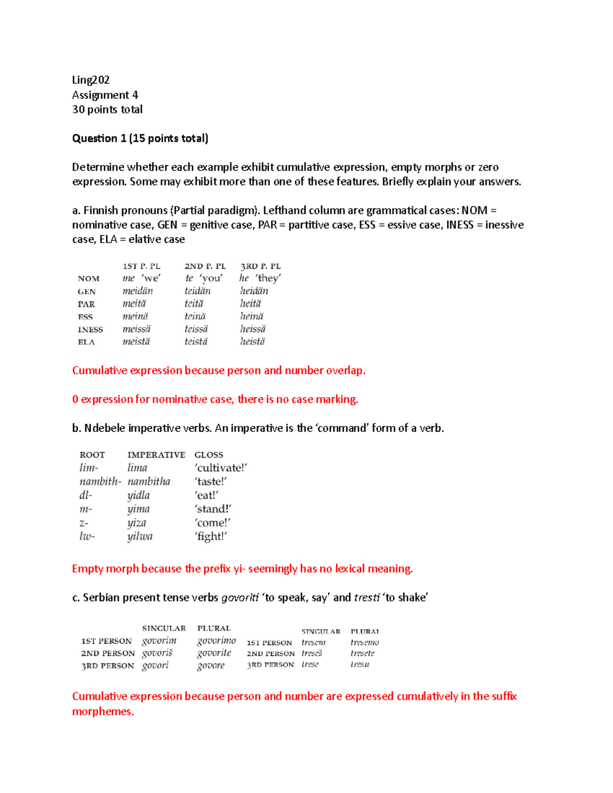 Ling Assignment 4 Professor Larsen Ling Assignment 4 30 Points Total Question 1 15 Points