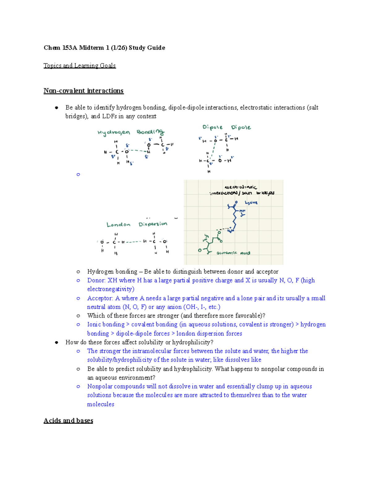 Chem 153A Midterm 1 (1 26) Study Guide - Chem 153A Midterm 1 (1/26) Study Guide Topics and ...