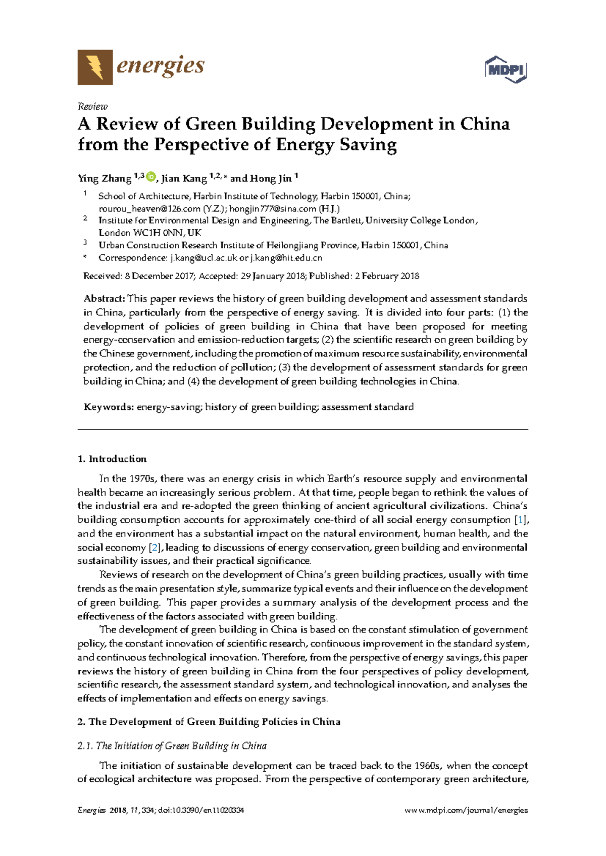 Energies-11-00334 - note - energies Review A Review of Green Building ...
