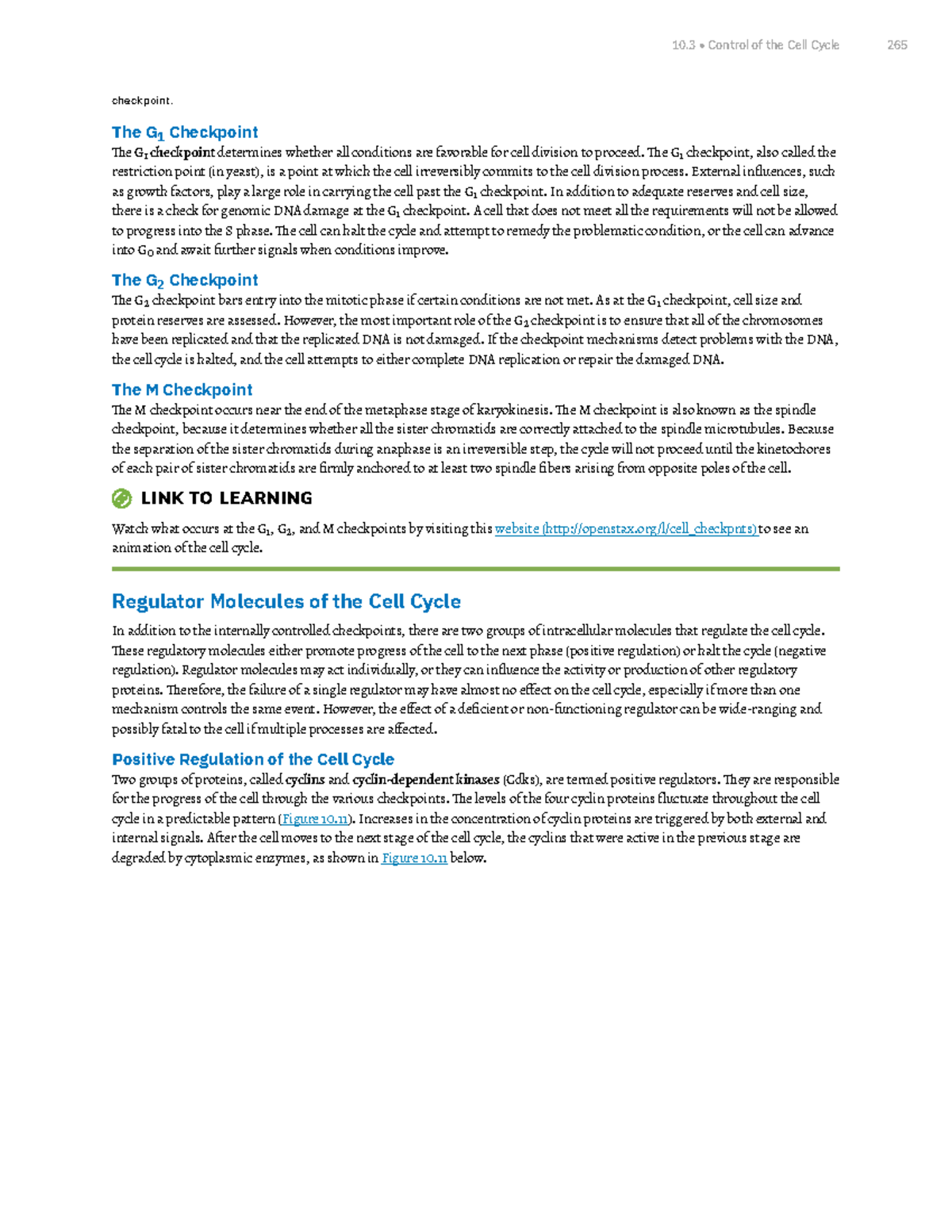 Chapter 10 Cell Reproduction Part 6 - checkpoint. The G 1 Checkpoint ...
