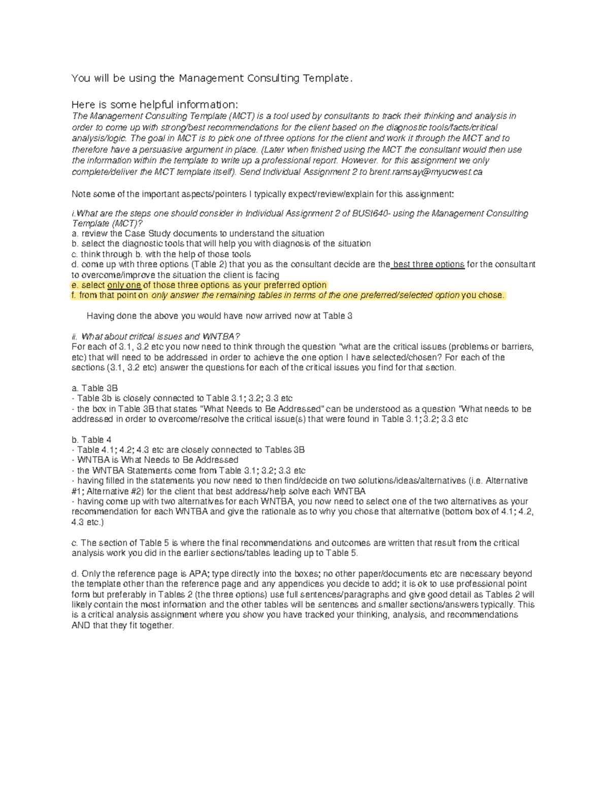 A MCT Key Information on Using the MCT - You will be using the ...