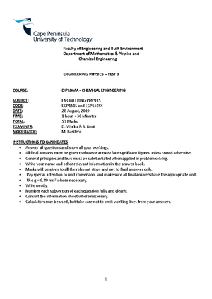 EGP151S - CPUT - Engineering Physics 1 - Studocu