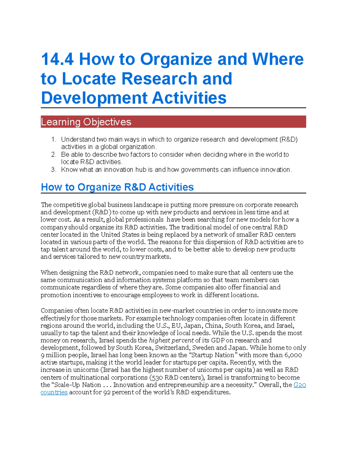 14.4 How to Organize and Where to Locate Research and Development ...