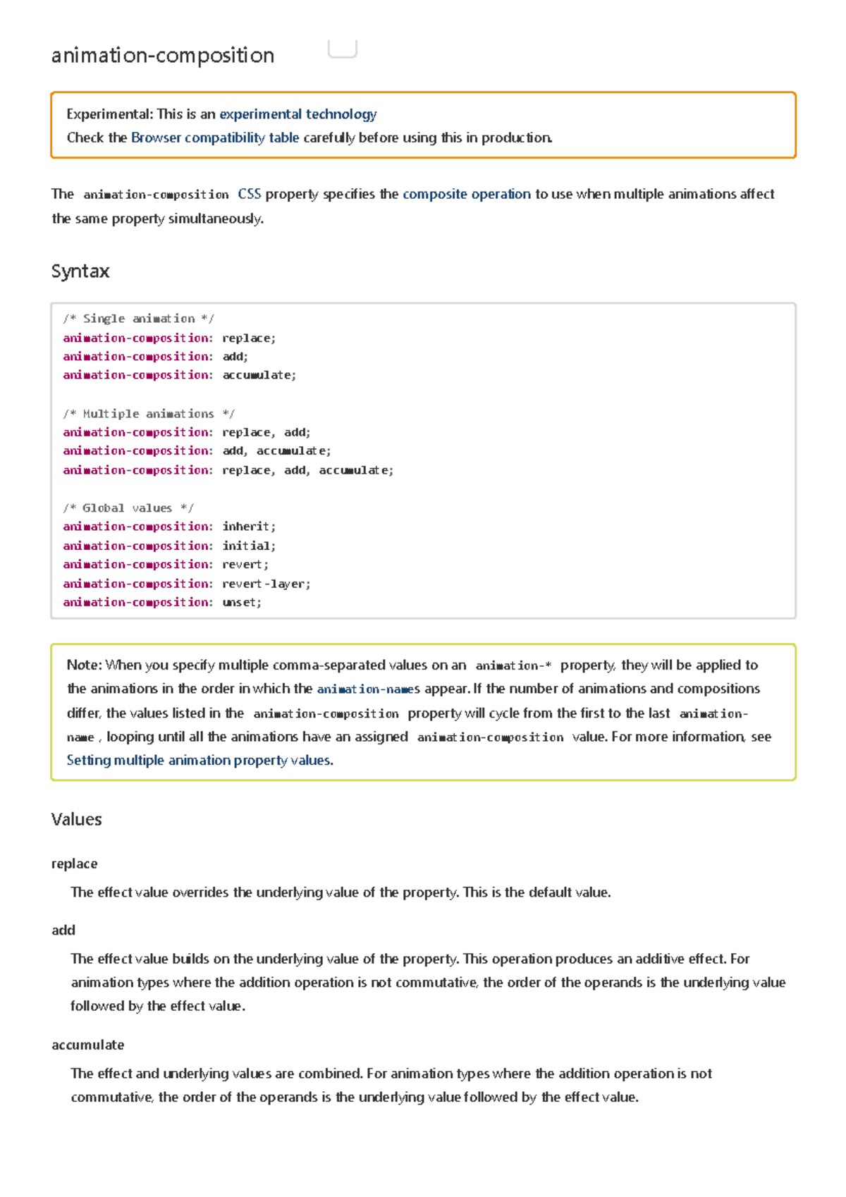 CSS Animations Composition - animation-composition Experimental: This is an experimental ...