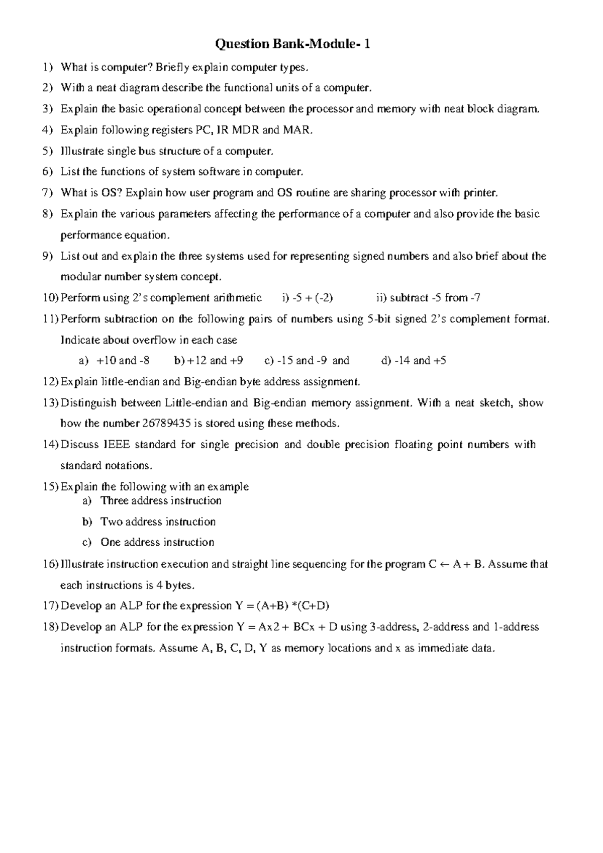 Module 1 Question bank - It is vtu 2022 scheme ece branch NA notes and ...