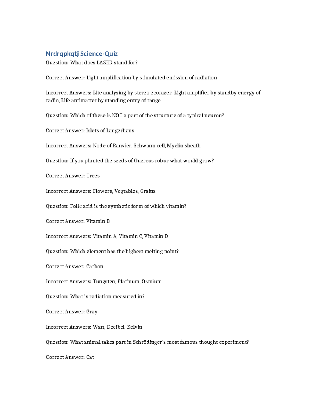 Nrdrqpkqtj Science-Quiz - Nrdrqpkqtj Science-Quiz Question: What does ...