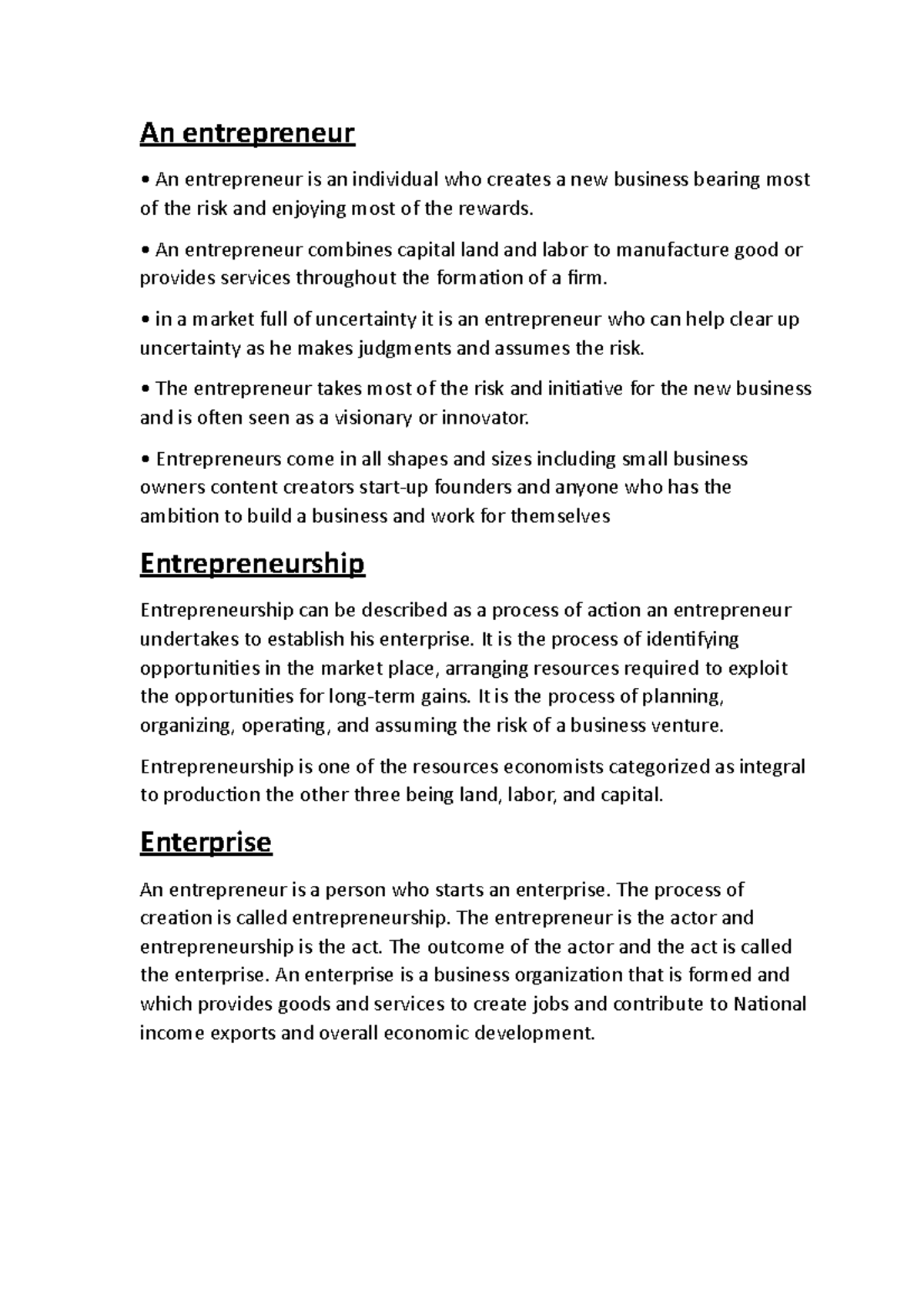 Entrepreneurship - An entrepreneur An entrepreneur is an individual who ...