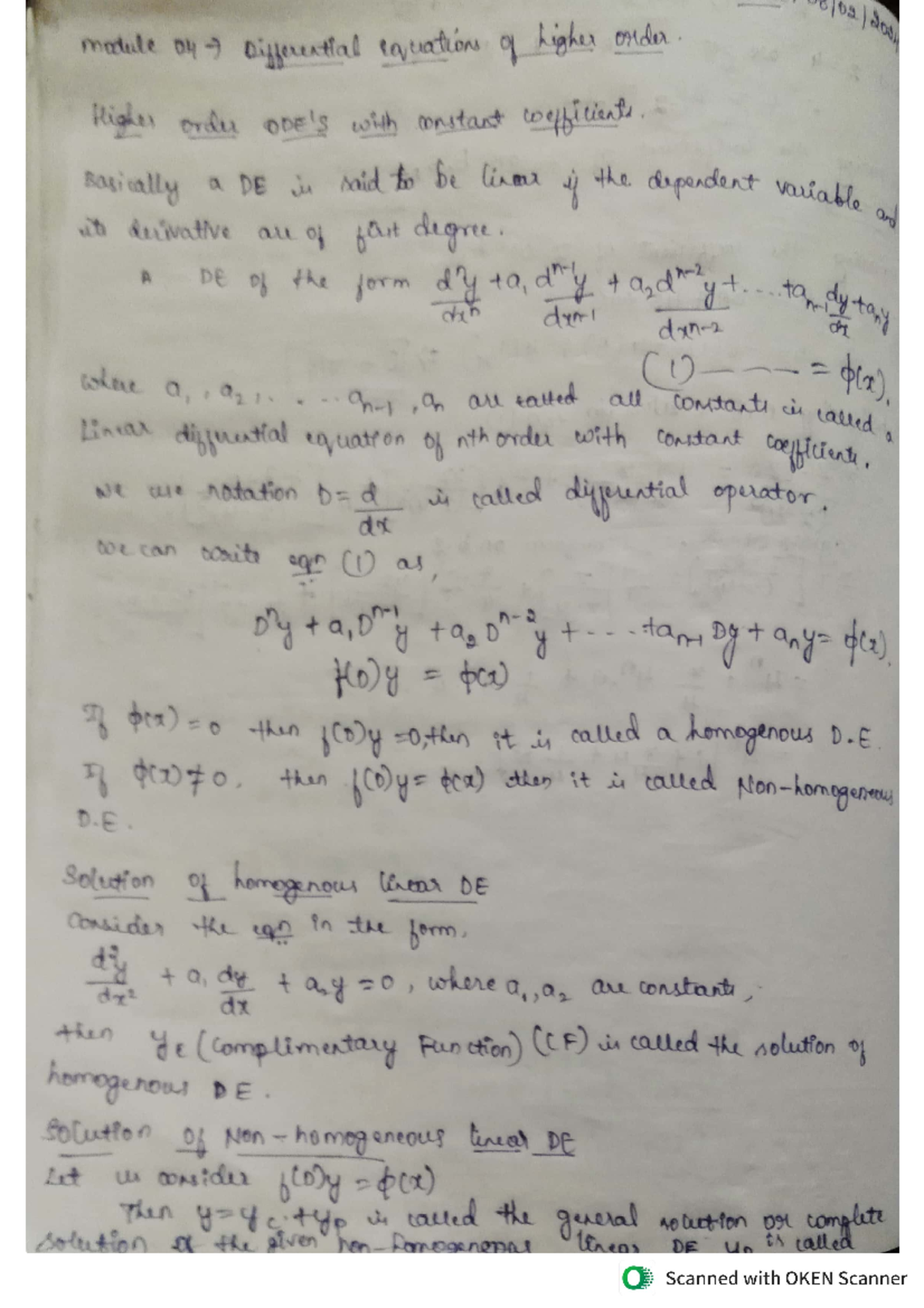 Higher order DE maths - module 04 Differential equations of higher ...