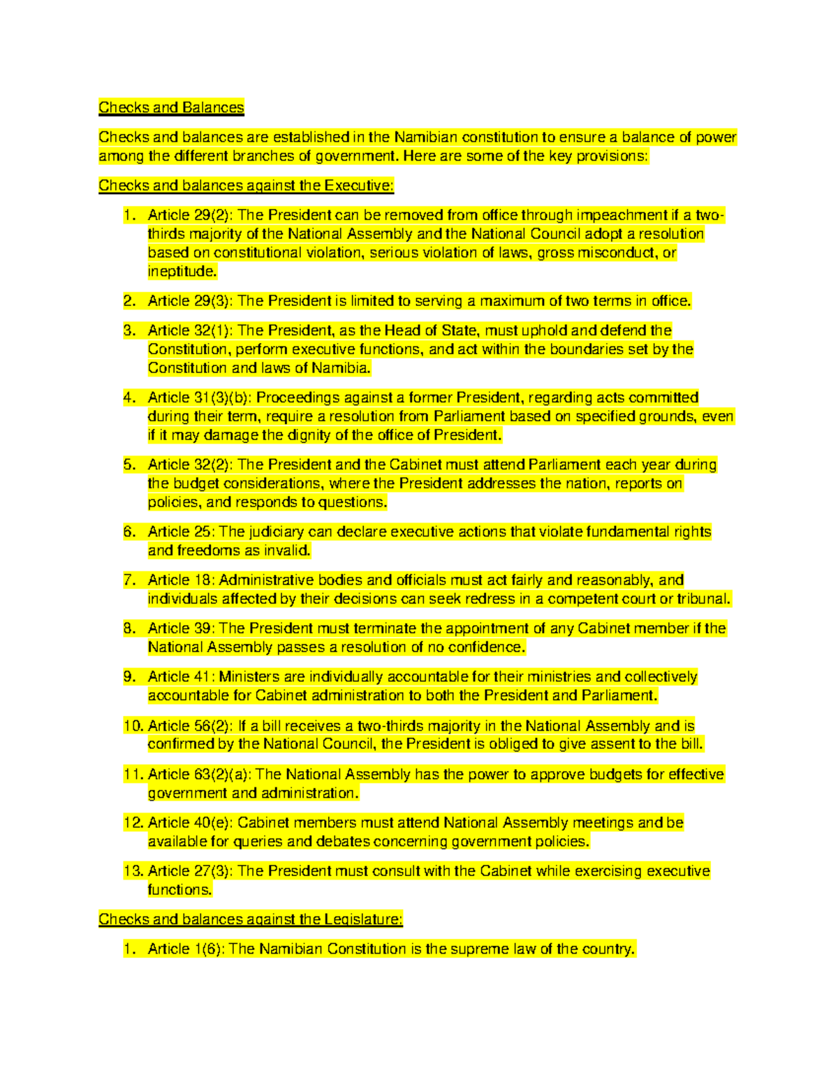 Checks and Balances - Constitutional Law - Checks and Balances Checks ...