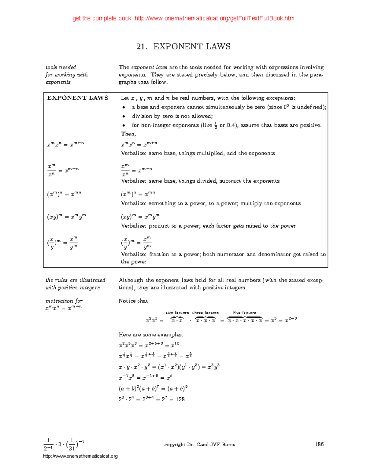 Exponent Laws 21 EXPONENT LAWS Tools Needed For Working With