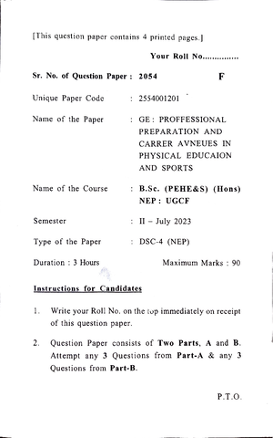 Lesson 4 - Physical education notes - Note Physical Education and Yog ...