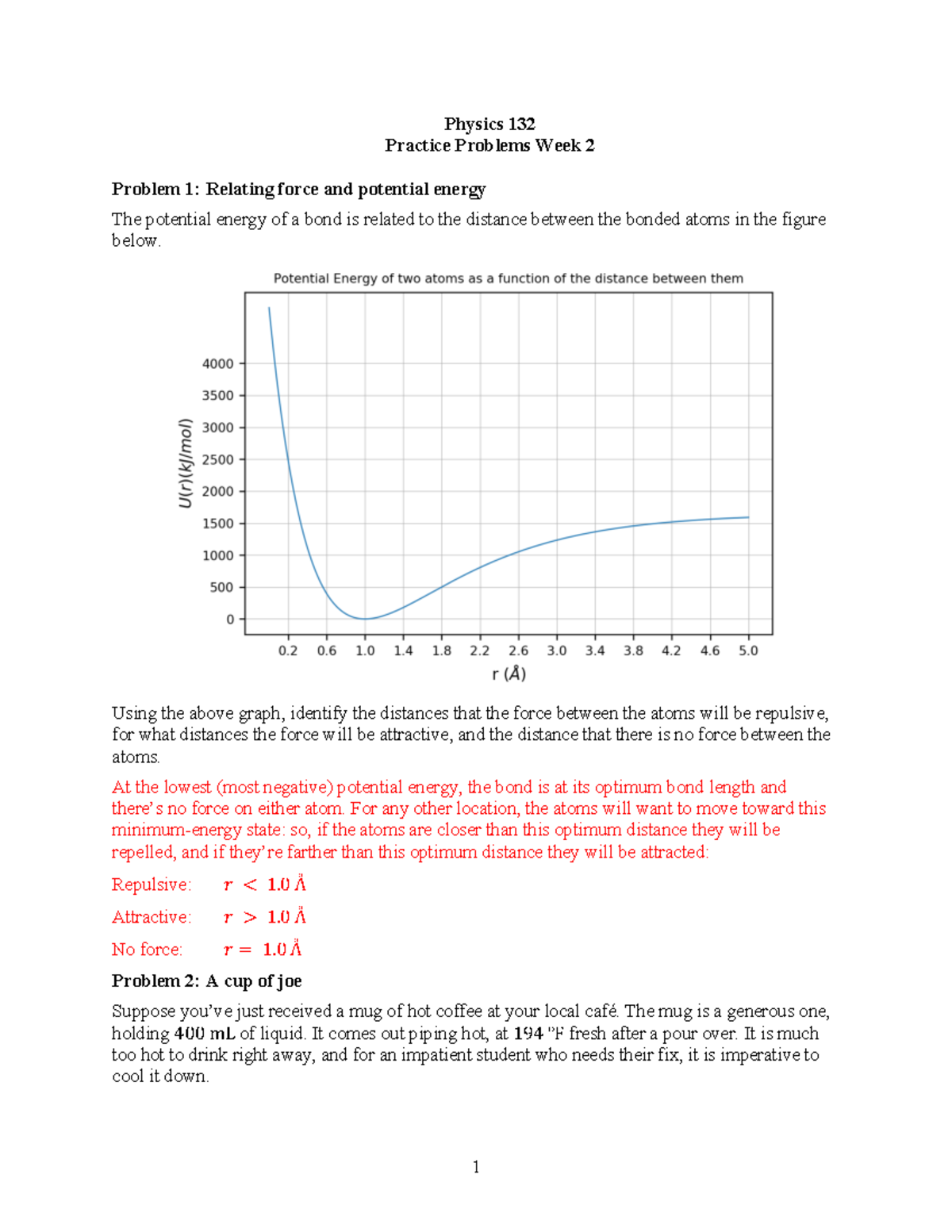 Week 1 Practice Problems Solutions - Physics 132 Practice Problems Week ...