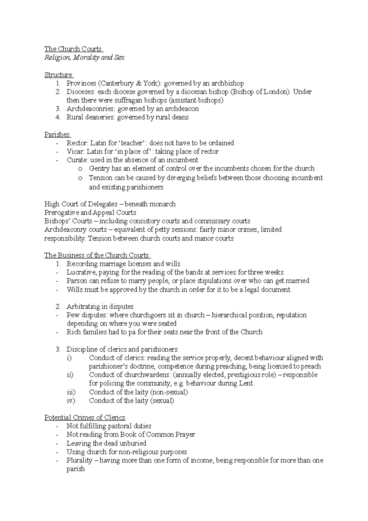 The Church Courts - The Church Courts Religion, Morality and Sex ...