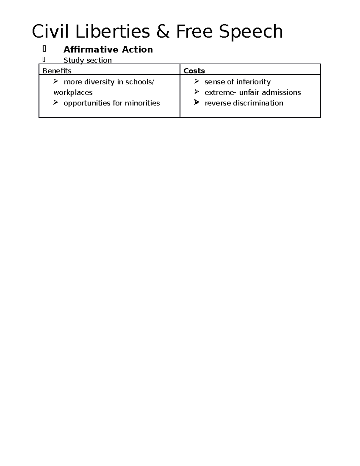 Civil Liberties 7 notes - Civil Liberties & Free Speech Affirmative ...