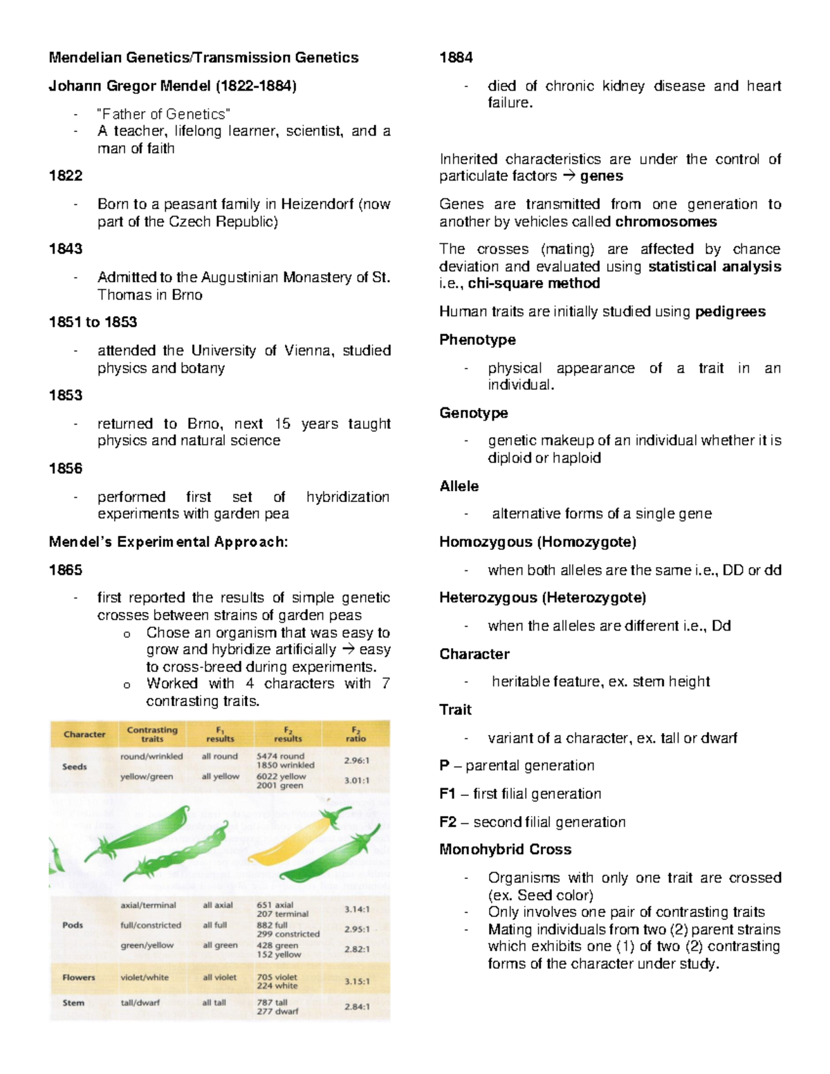 Genetics Module 3 Reviewer - Mendelian Genetics/Transmission Genetics ...
