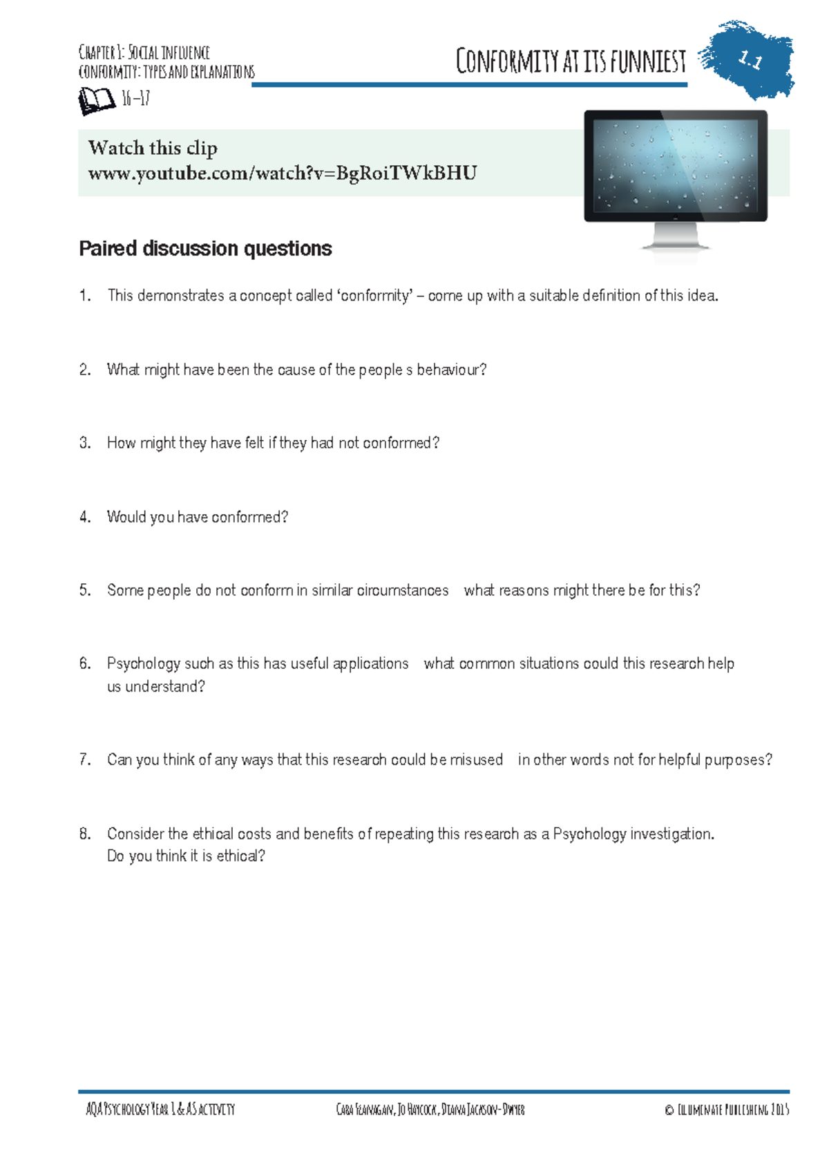 Chapter 1 - Handouts.pdf conformity - Chapter 1: Social influence conformity: types and ...