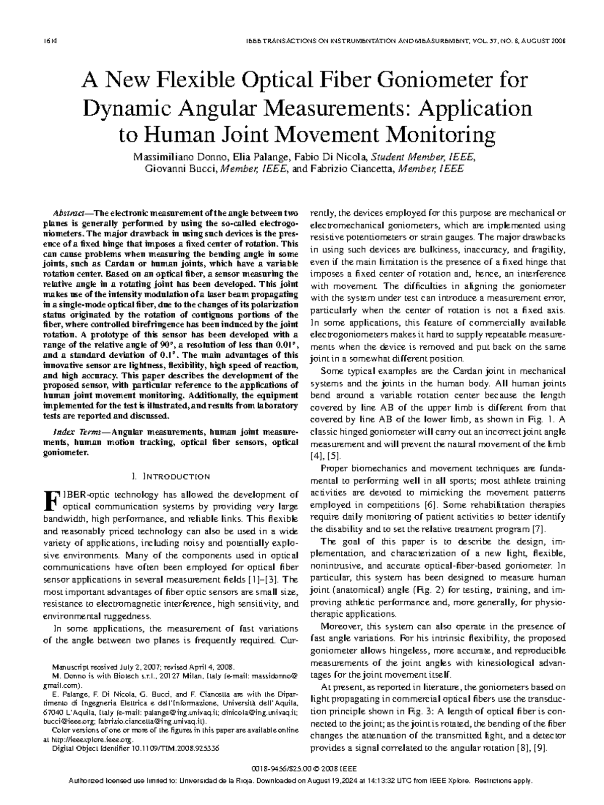 A New Flexible Optical Fiber Goniometer for Dynamic Angular ...