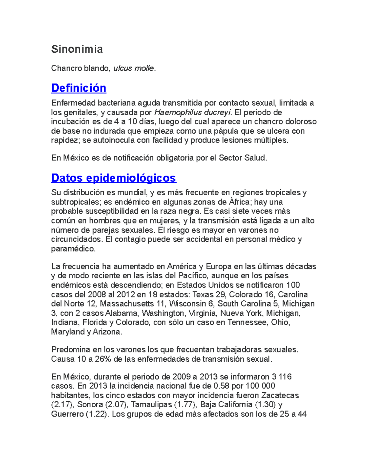 Chancroide (Chancro blando) - Sinonimia Chancro blando, ulcus molle ...
