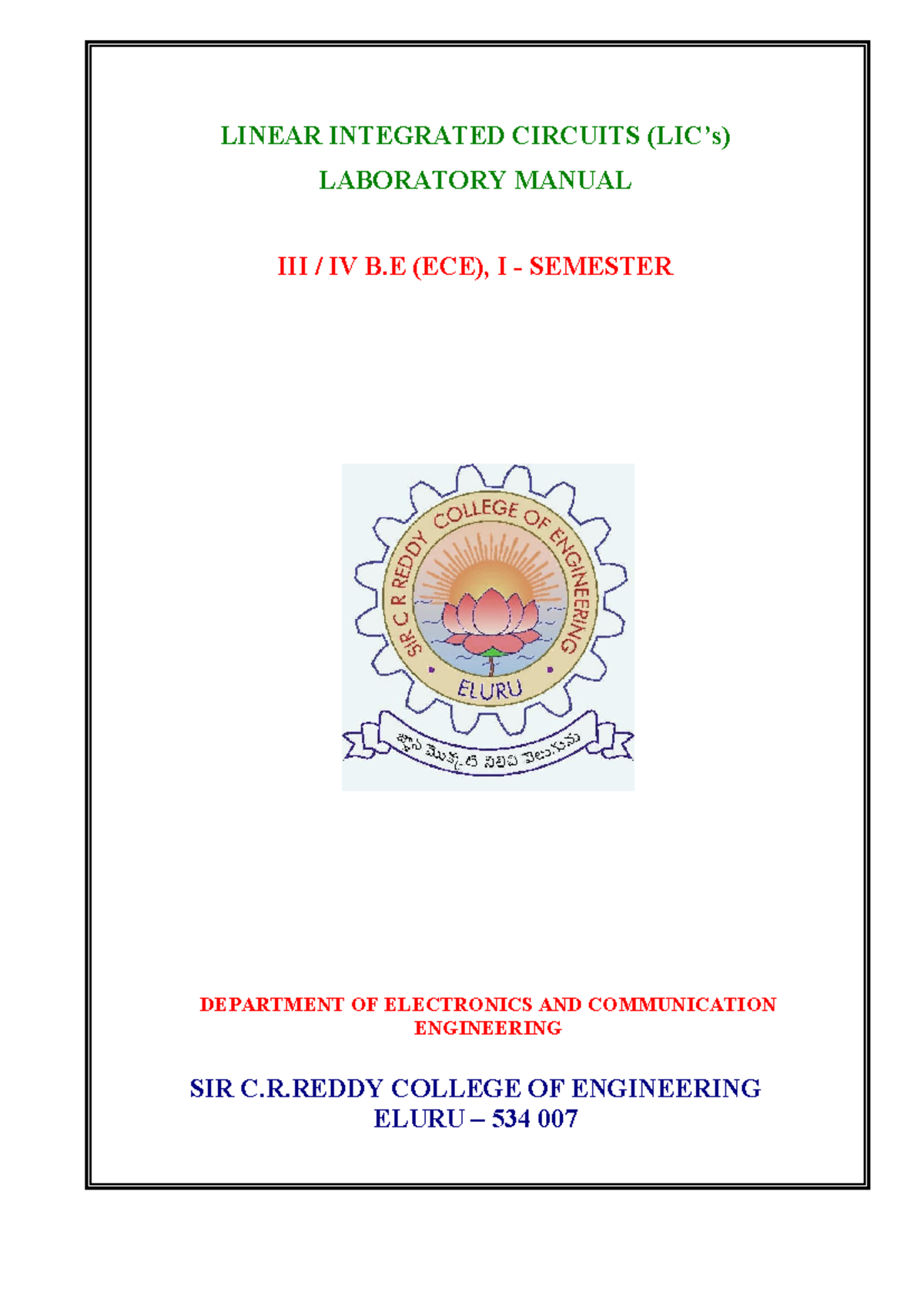 Liclab - Linear Integrated circuits Laboratory - LINEAR INTEGRATED ...