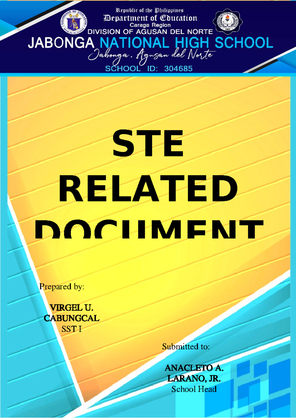 DLL Front PAGE - Elementary Education - STE RELATED DOCUMENT Prepared ...