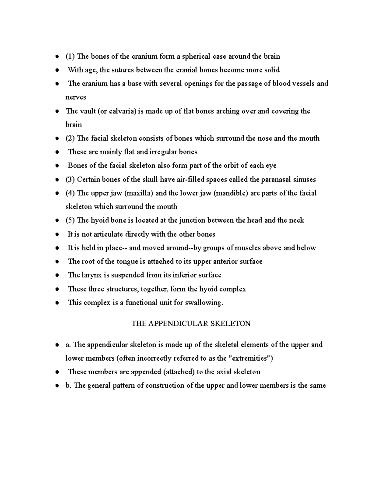 Cranium bones - study notes - (1) The bones of the cranium form a ...