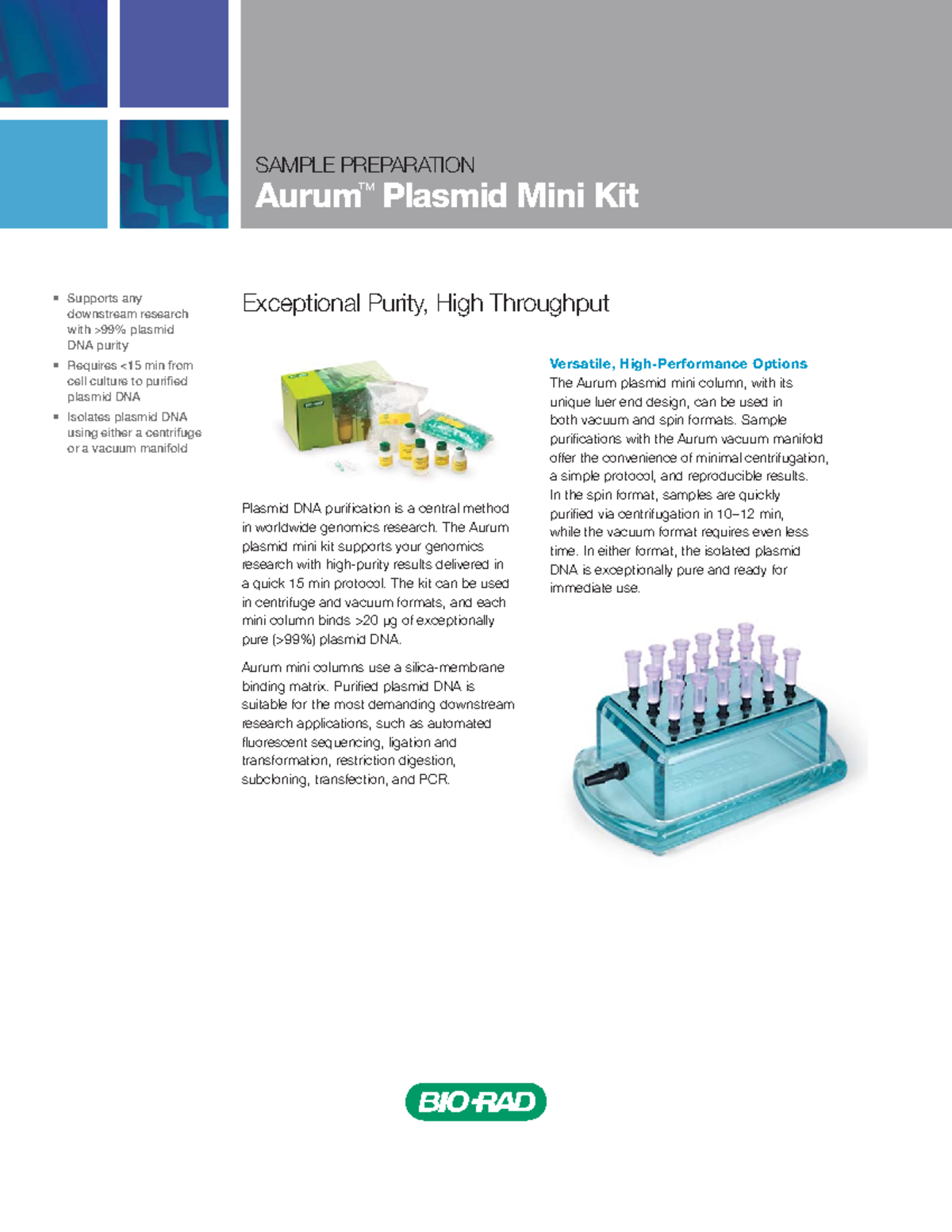Biorad Aurum Plasmid Isolation Protocol - SAMPLE PREPARATION Aurum ...