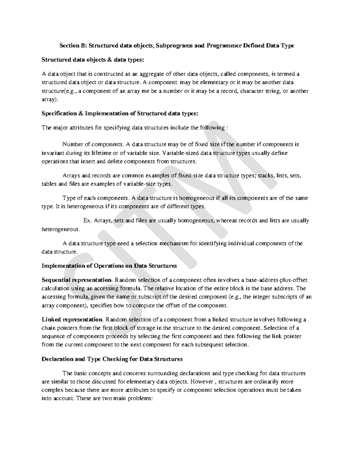 Ppl Structured Datatype Section B Structured Data Objects Subprograms And Programmer Defined 5697