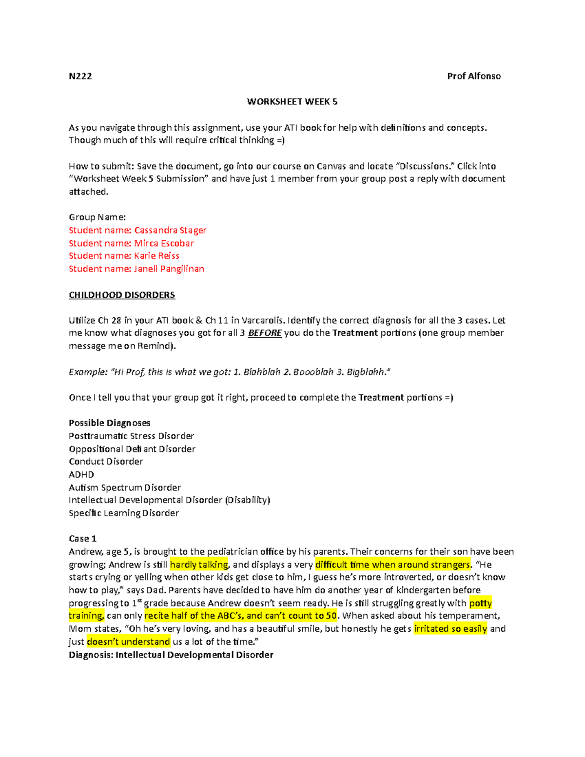 Worksheet Week 5 - N222 Prof Alfonso WORKSHEET WEEK 5 As you navigate ...