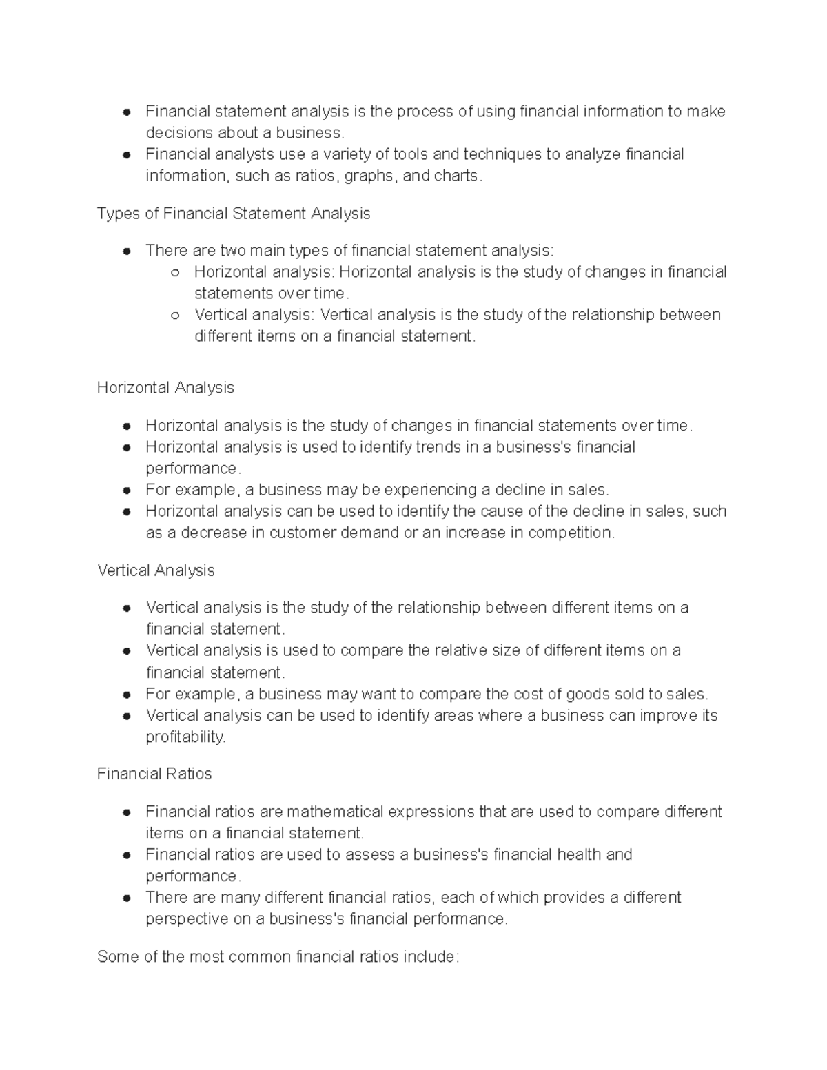Lecture 5 Financial Statement Analysis - Financial statement analysis ...