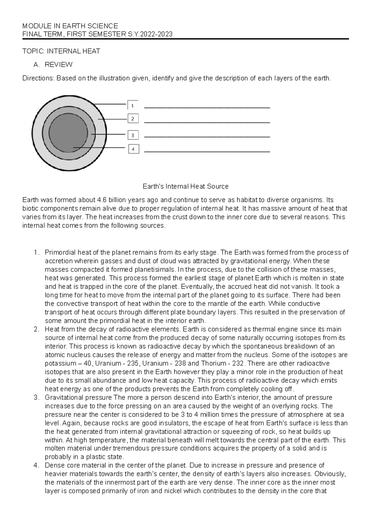 Module-IN-HEAT - For STEM - MODULE IN EARTH SCIENCE FINAL TERM, FIRST ...